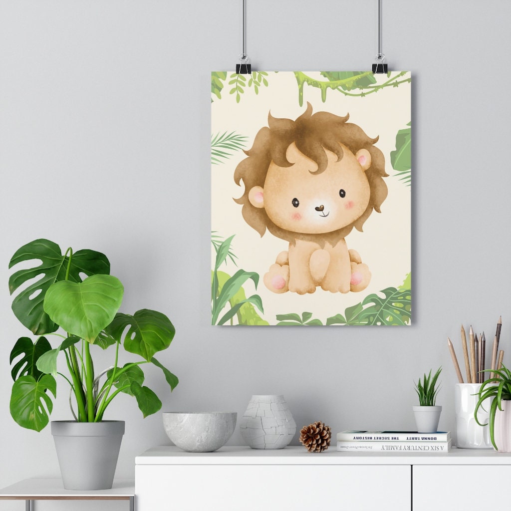 Jungle Animals Nursery Decor Cute Lion Cub Safari Prints - Etsy