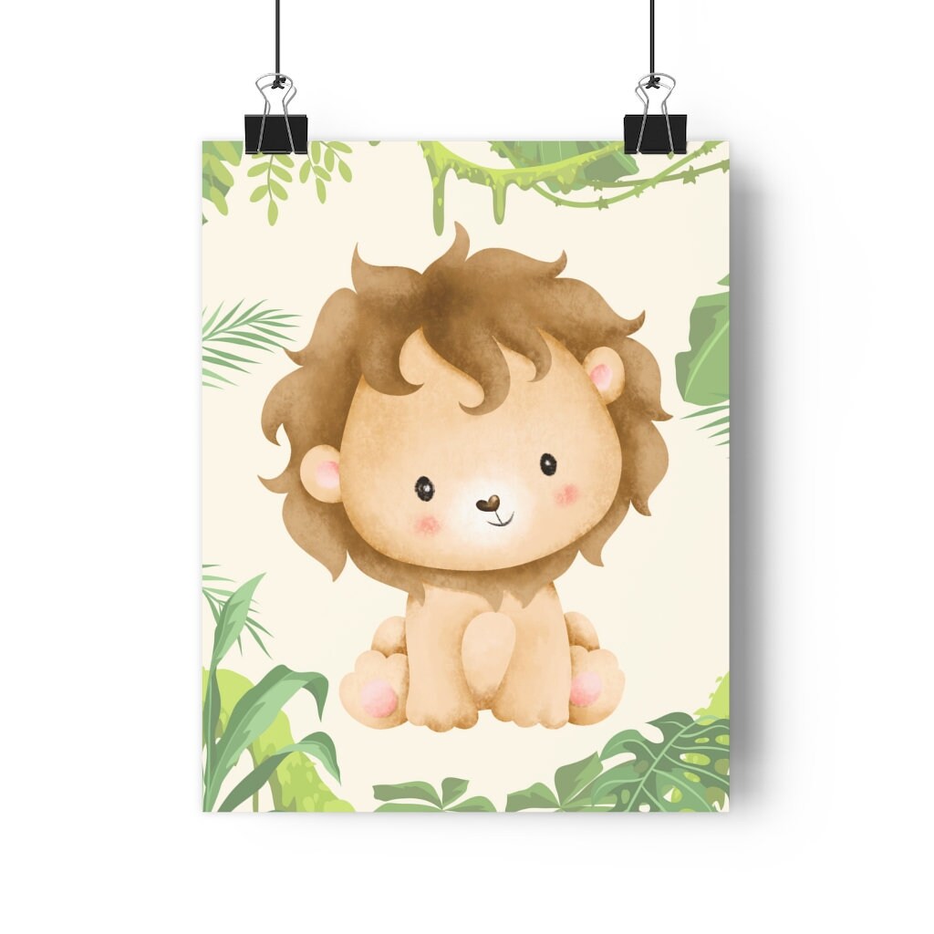 Jungle Animals Nursery Decor Cute Lion Cub Safari Prints - Etsy