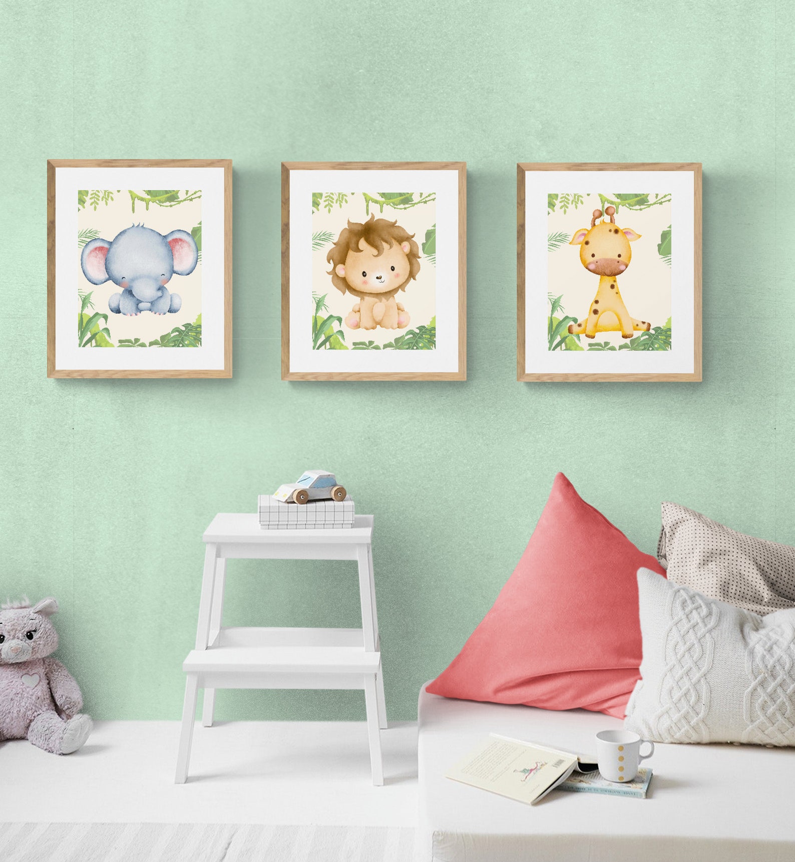 Jungle Animals Nursery Decor Cute Lion Cub Safari Prints - Etsy