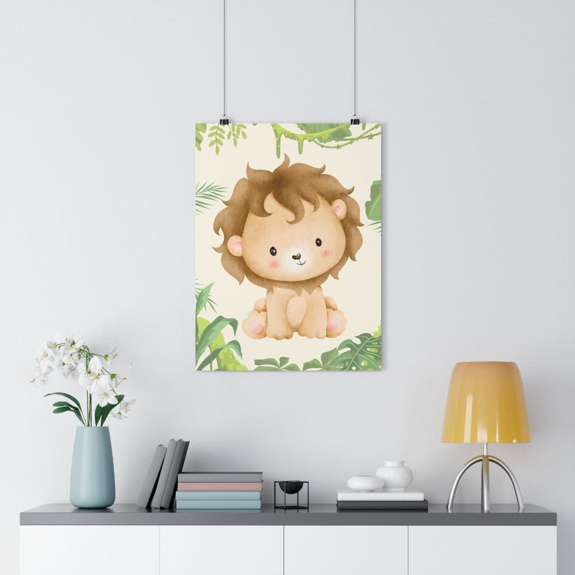 Jungle Animals Nursery Decor Cute Lion Cub Safari Prints - Etsy