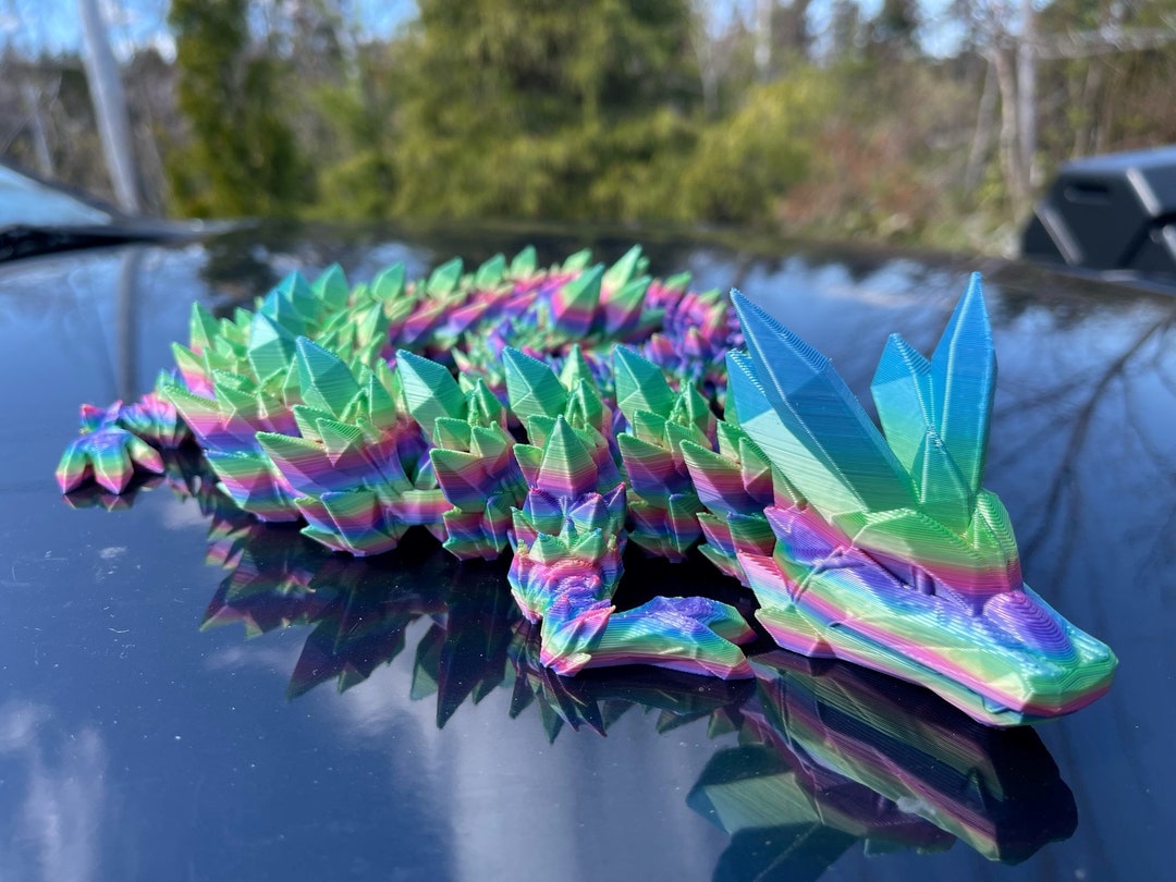 Crystal Dragon Fidget Toy - 3D Printed Desk Toy for Stress and Anxiety ...