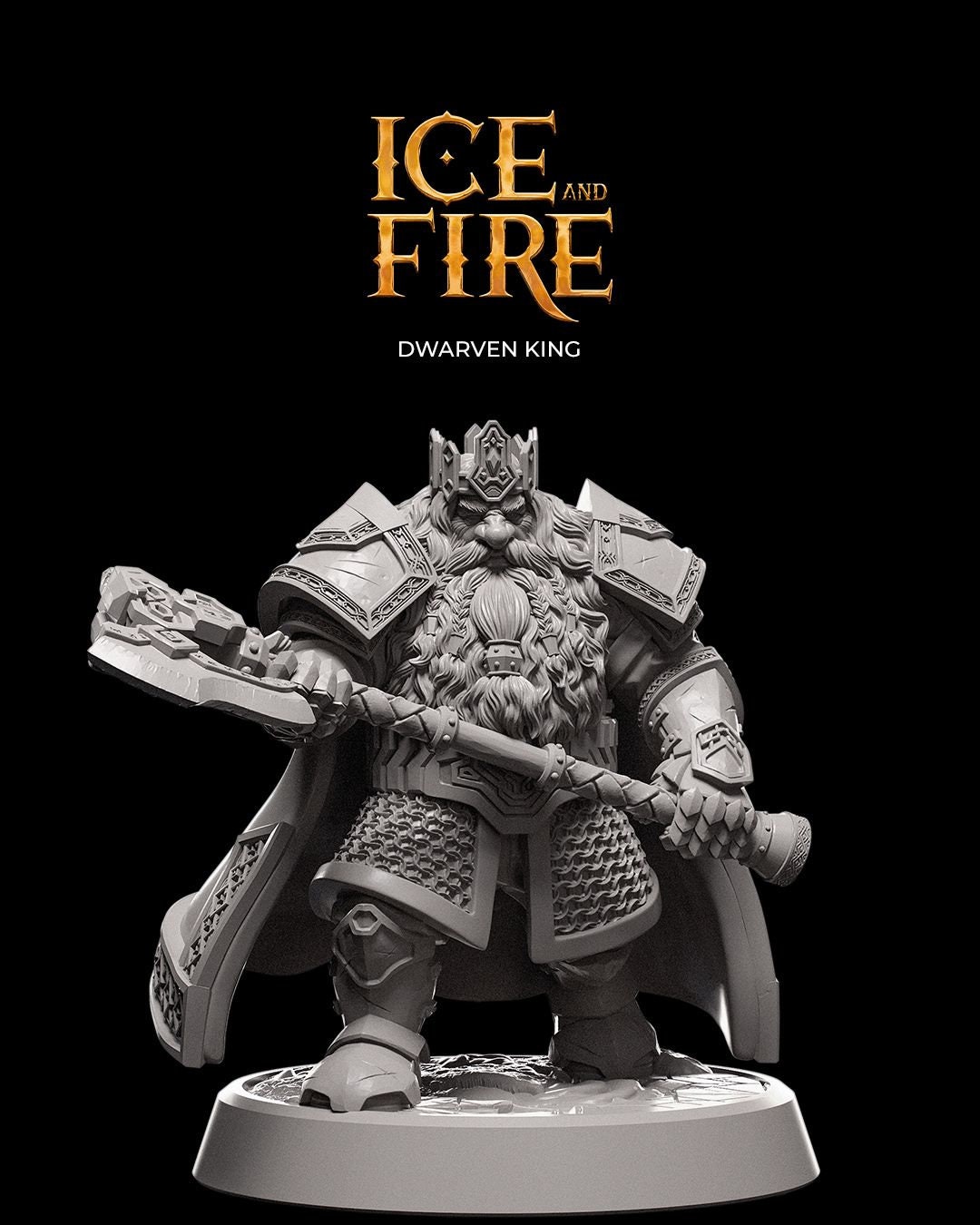 32mm Dwarven King Miniature for 5e NPC Tabletop RPG Ice and Fire ...