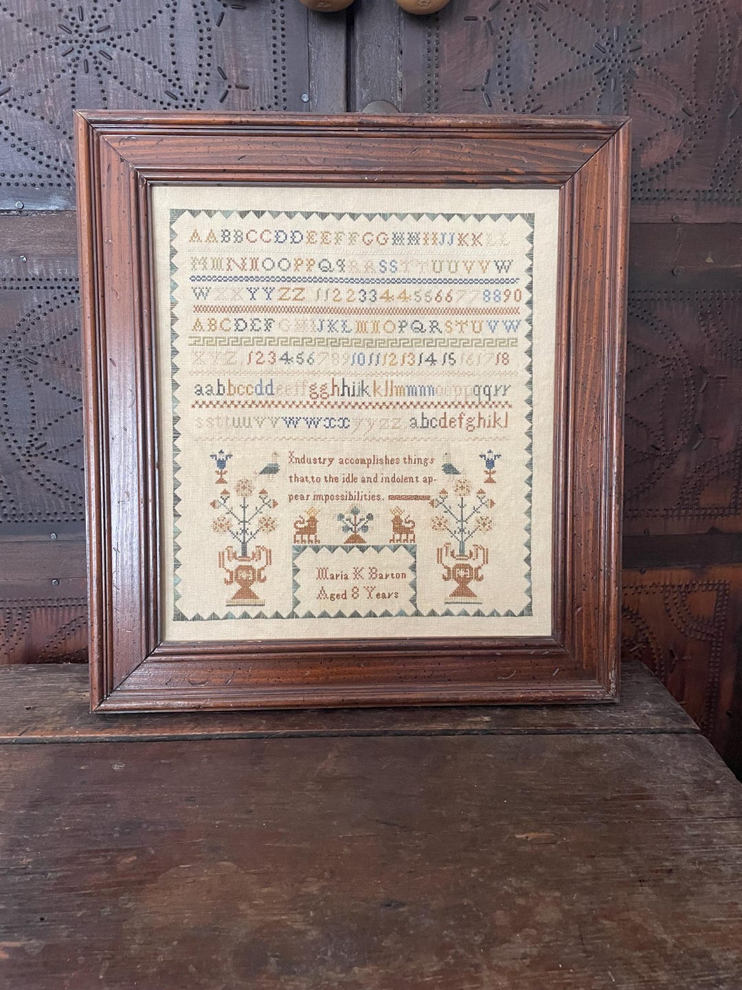Reproduction Cross Stitch Sampler Pattern, Maria K Barton 1842 an ...