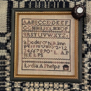 Lydia A Phelps, Reproduction Cross Stitch Sampler Pattern, Schoolgirl ...