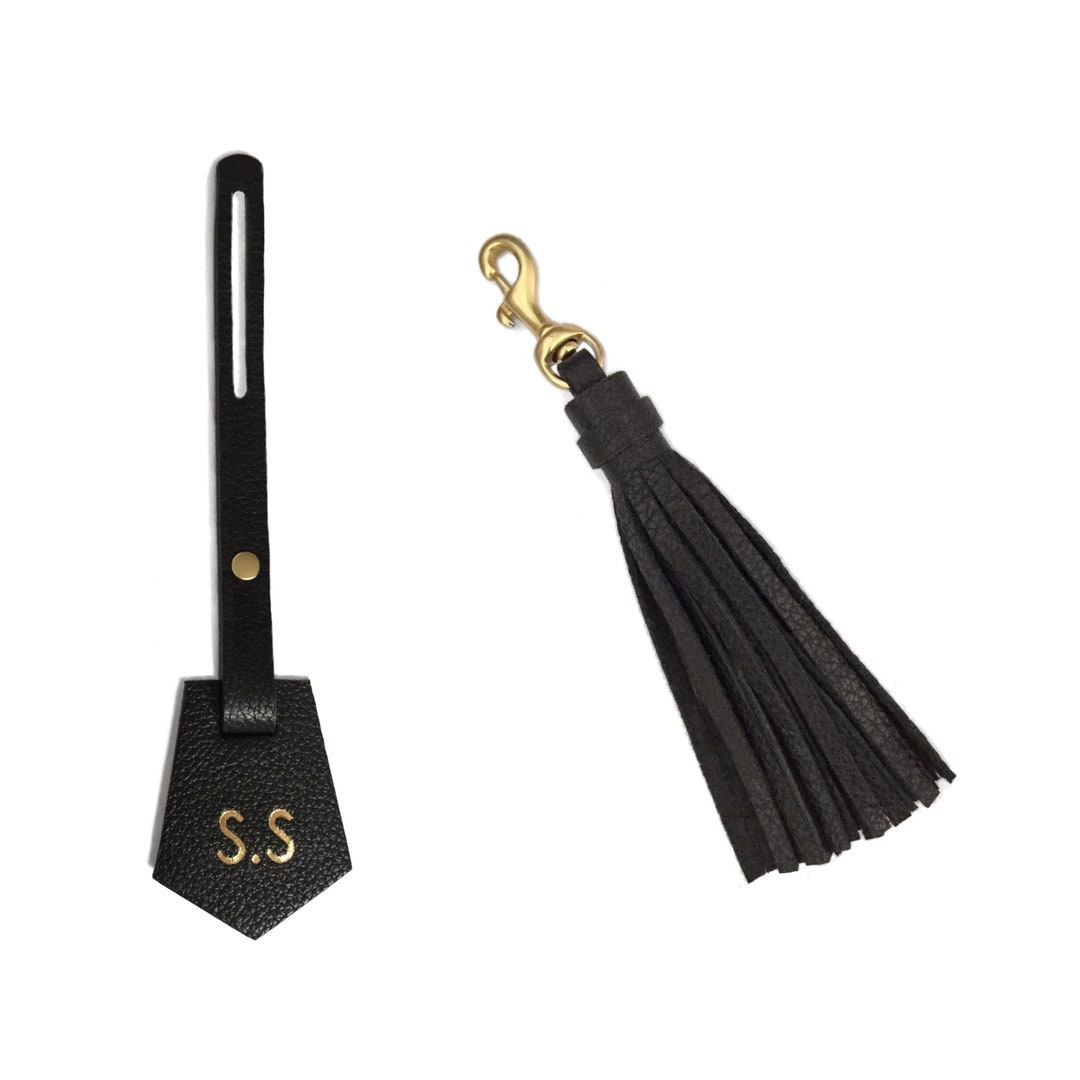 Personalised Black Bag Tag and Tassel Set - Etsy