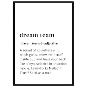 Dream Team Definition Print - Etsy UK