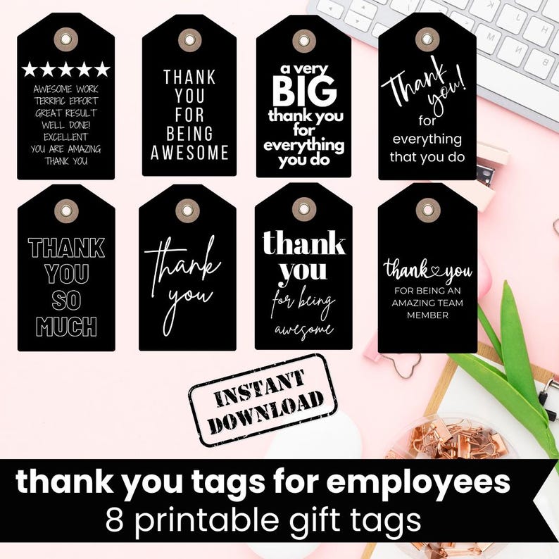 Printable Thank You Tags for Staff, Thank You Cards for Staff, Thank ...
