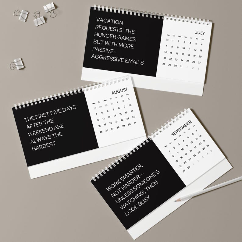 Sarcastic Work Humor Desk Calendar 2025 | Motivational Quotes Calendar ...
