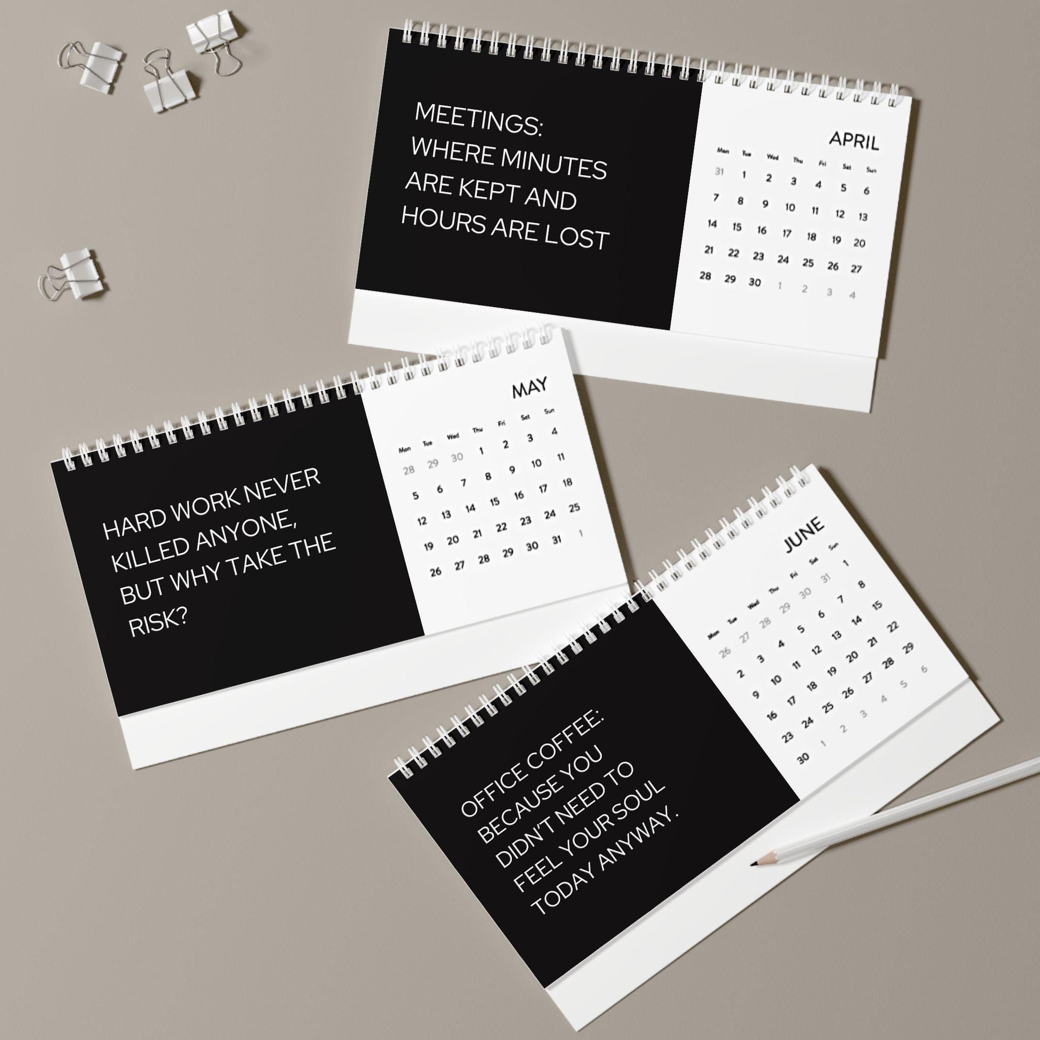 Sarcastic Work Humor Desk Calendar 2025 | Motivational Quotes Calendar ...