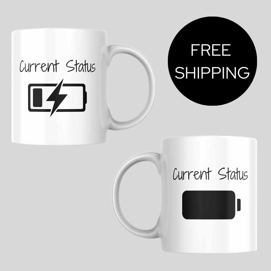 Battery Charging Coffee Mug, Dual Status Mug: Empty & Full Battery ...