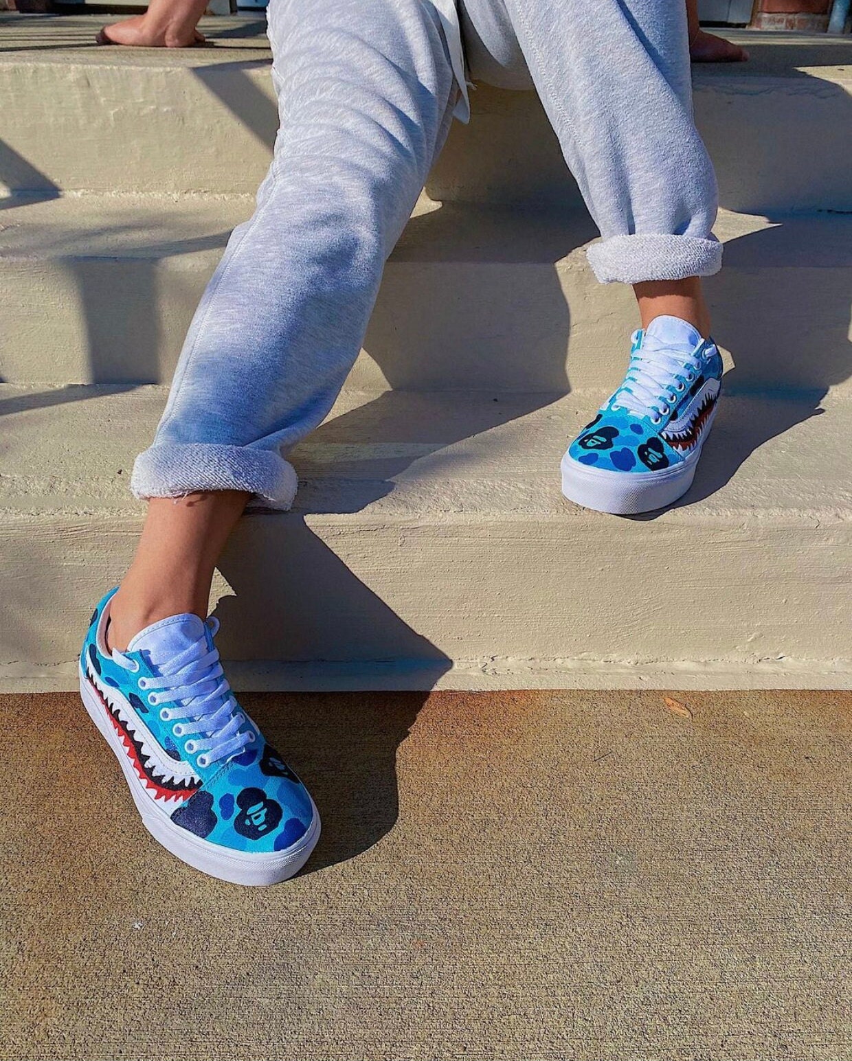Blue Bape Custom Shoes - Etsy