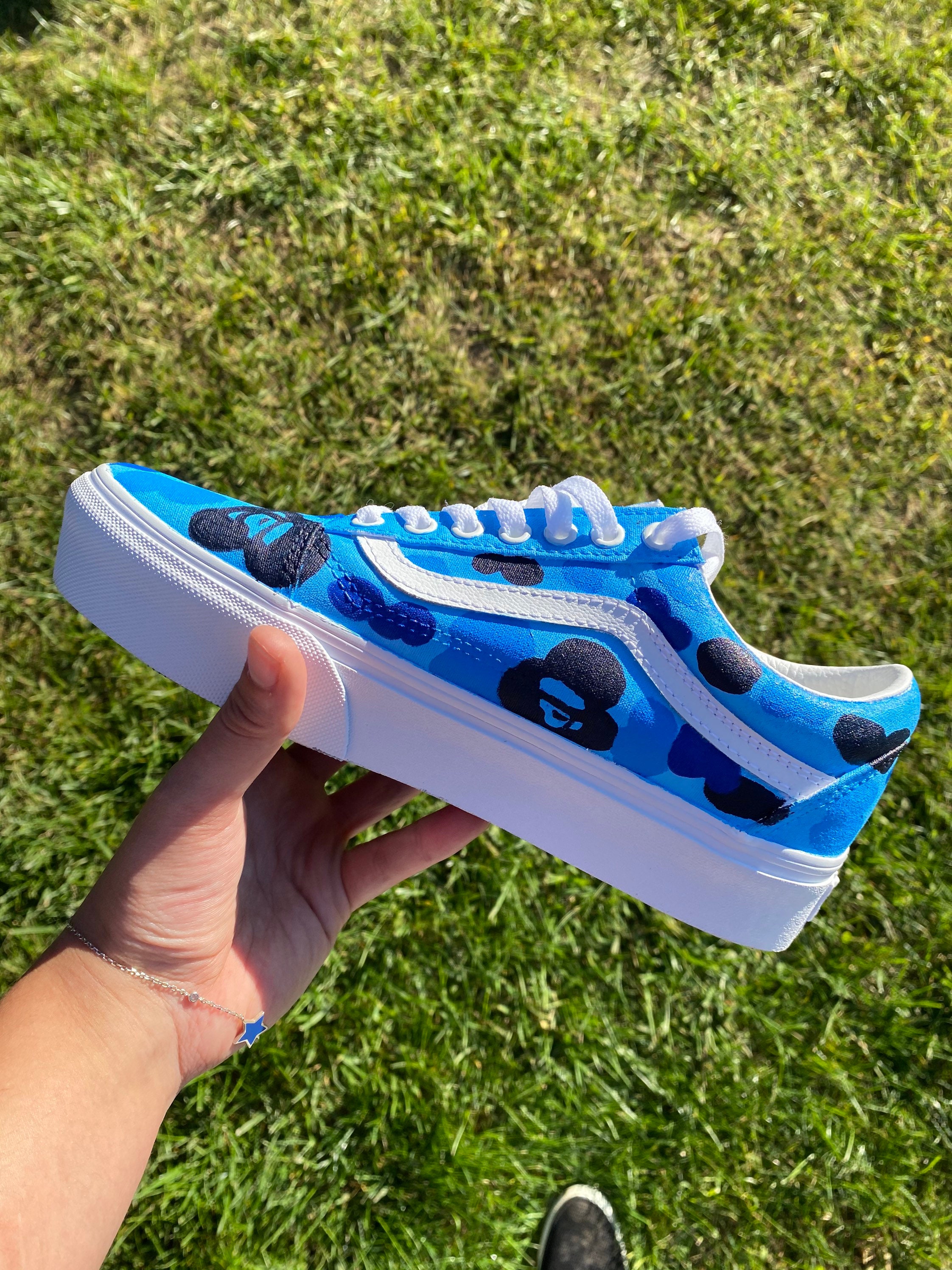 Blue Bape Custom Shoes - Etsy