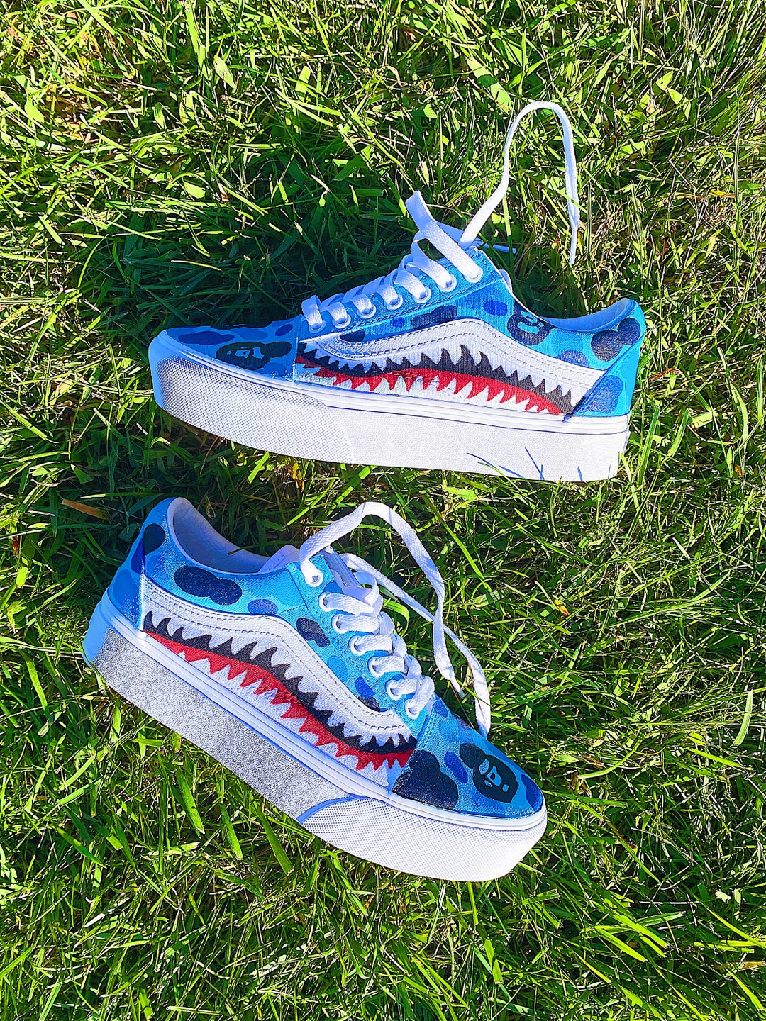 Blue Bape Custom Shoes - Etsy