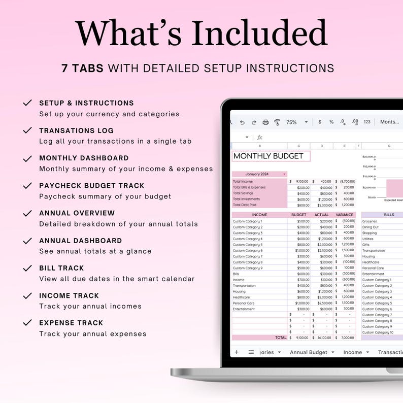 Income and Expense Tracker: Google Sheets Budget Template (digital ...