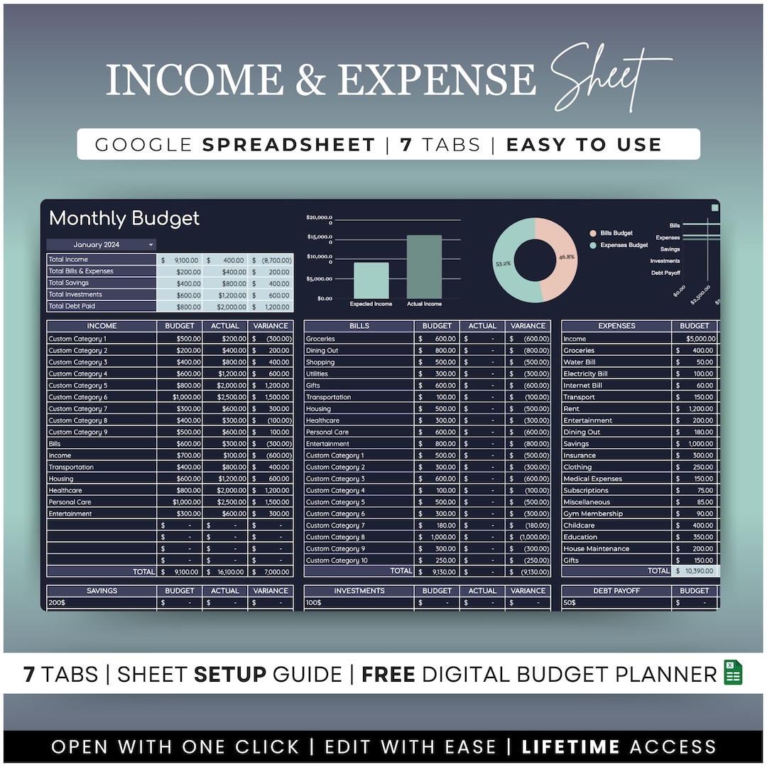 Google Sheets Income and Expense Tracker: Personal Finance Planner ...