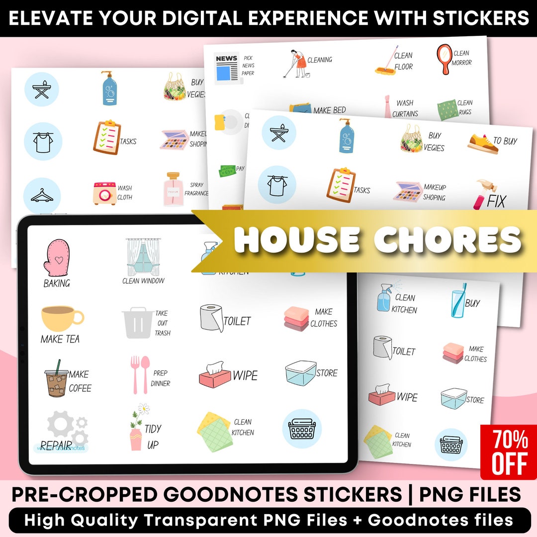 House Chore Good Notes Stickers | Personal Chore Digital Stickers| Home ...