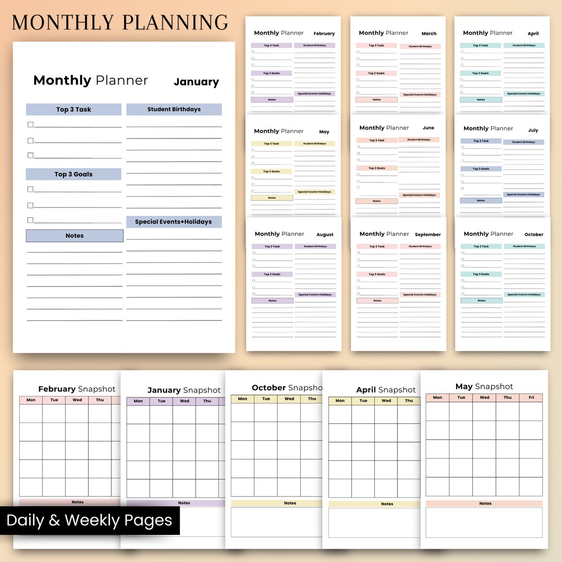 Printable Teacher Planner 2024-2025: Lesson Plans, Schedules (A4/US ...