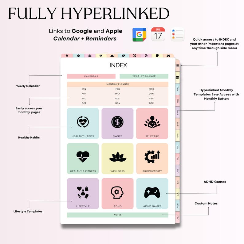 2025-2026 Digital Planner: Rainbow Theme, 17000+ Stickers (goodnotes ...