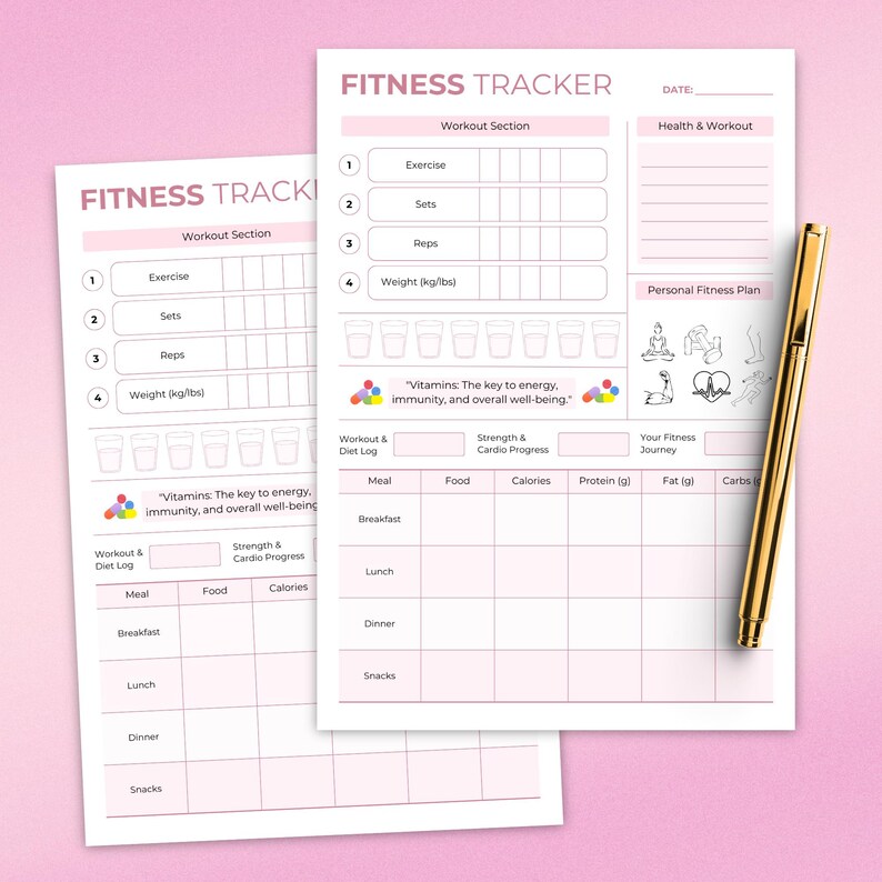 Printable Fitness Tracker: Goal Worksheet, A4/letter Size (digital ...