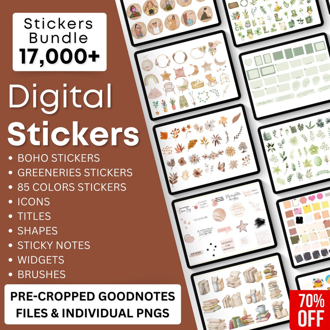 17000 Daily Digital Sticker, Sticker for Goodnotes, Floral Boho, Bio ...