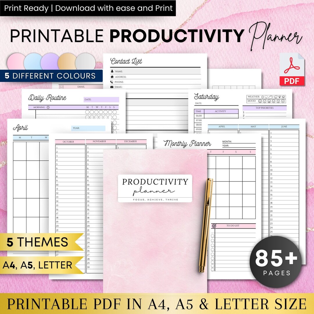 Productivity Planner: Daily, Weekly, Monthly Task Tracker (digital ...