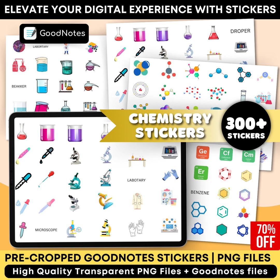 Chemistry & Science Digital Stickers | Hand-drawn iPad Goodnotes, PNG ...