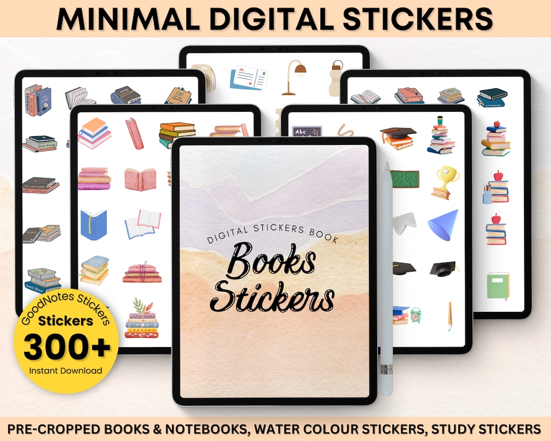Digital Book Stickers, Books Digital Sticker Bundle for Goodnotes ...