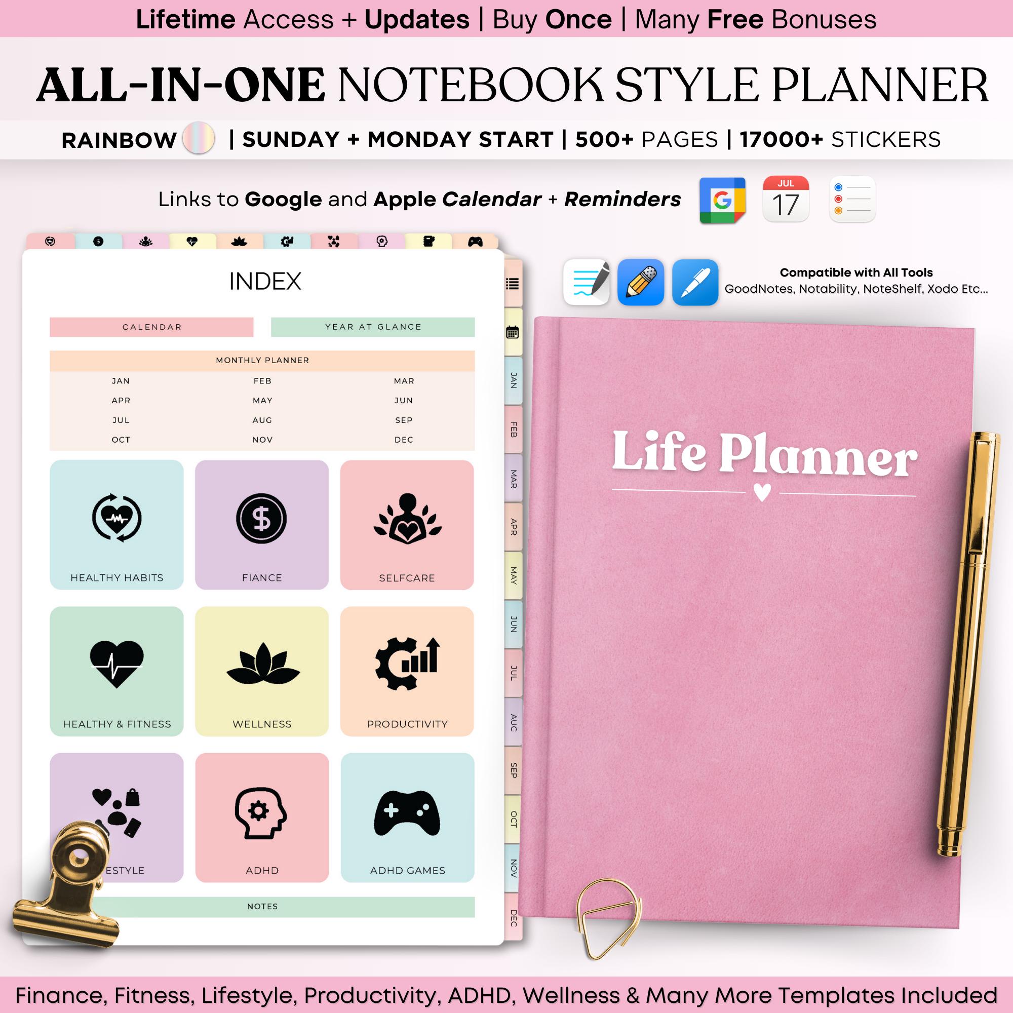 2025-2026 Digital Planner: Rainbow Theme, 17000+ Stickers (goodnotes ...