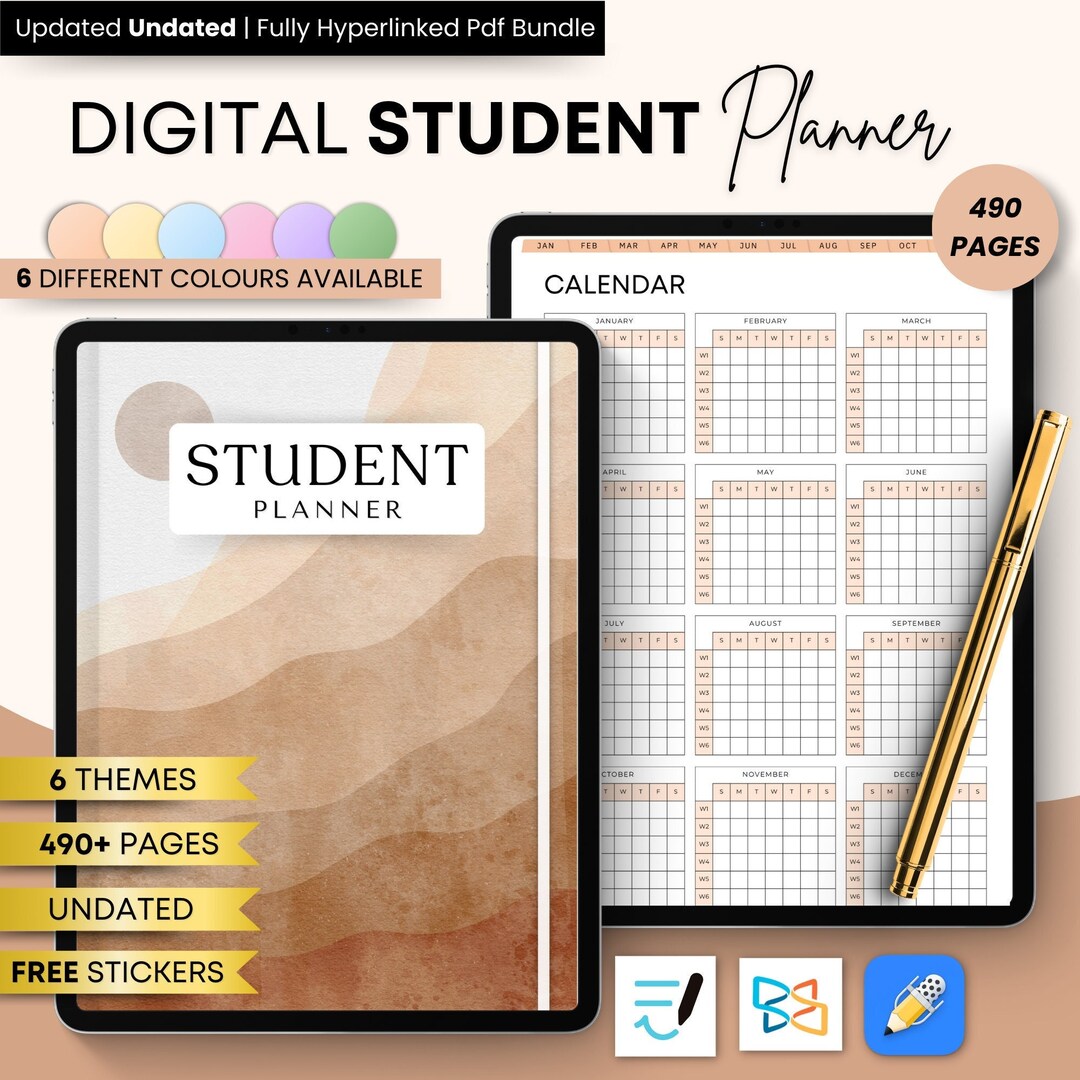 Student Digital Planner 2025 Undated, Student Planner, Goodnotes ...