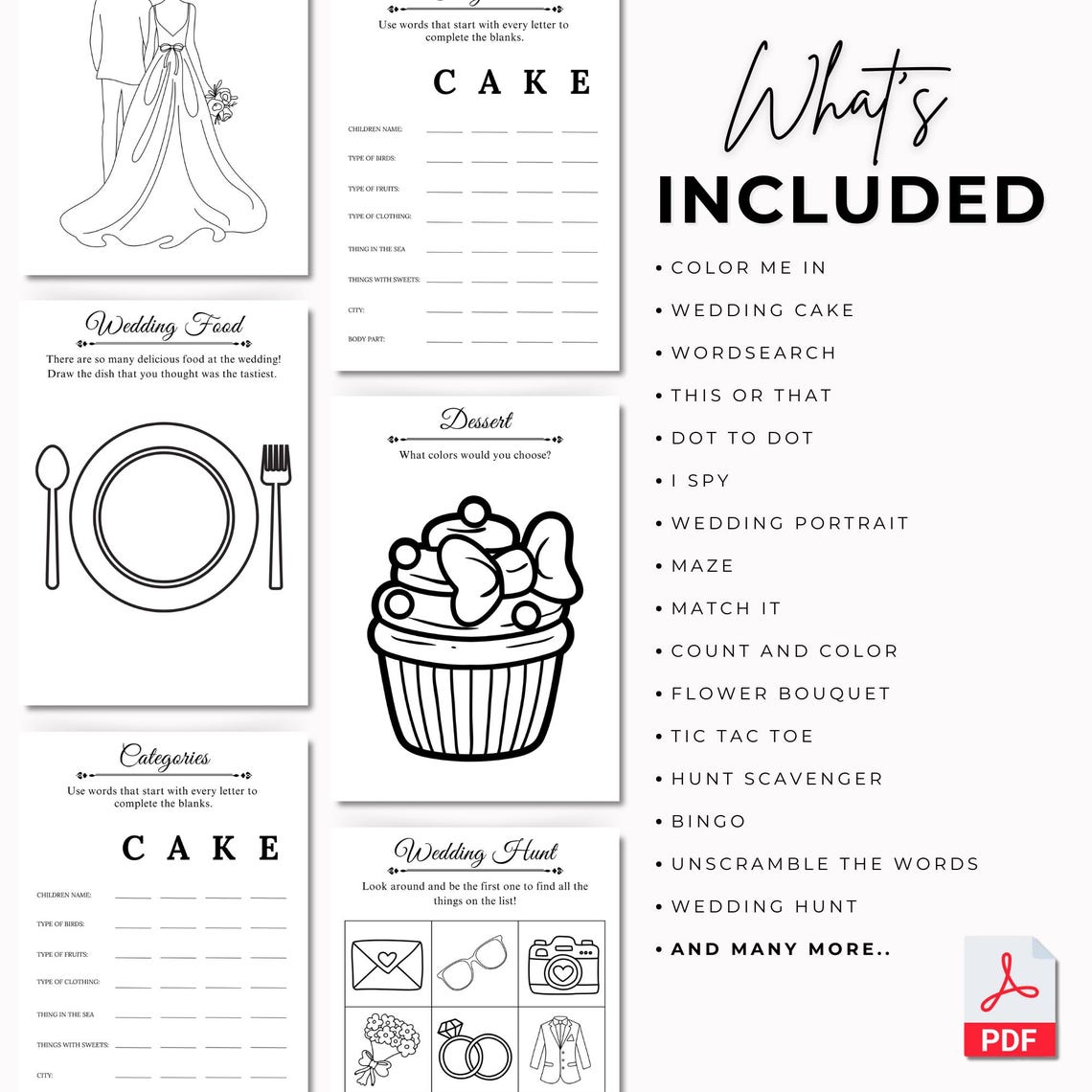 Kids Wedding Activity Book: 80+ Pages of Games & Coloring (printable ...