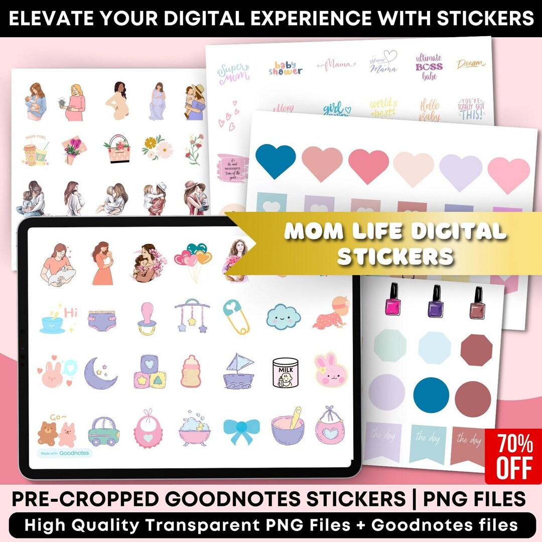 Mom Life Sticker Book for Goodnotes, PNG Files of Digital Stickers ...