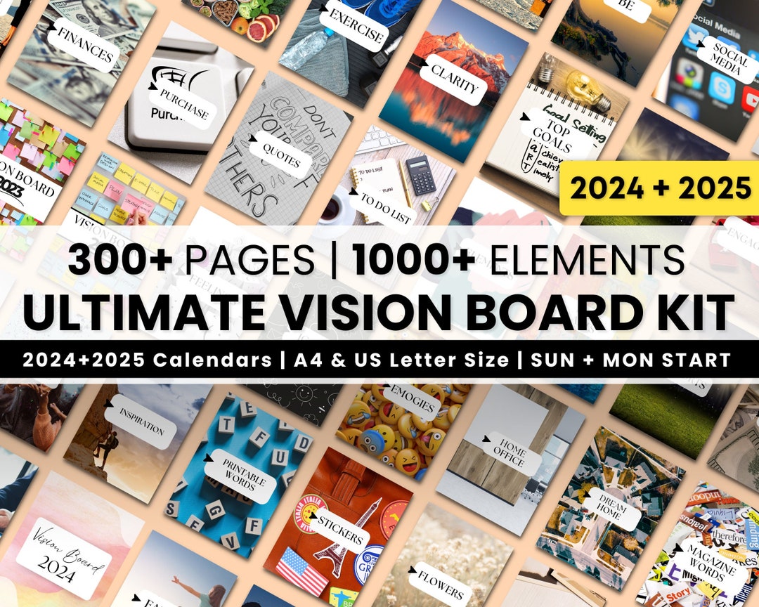 300+ Printable Vision Board Kit, 2024 2025 Vision Board Pdf, Journaling ...