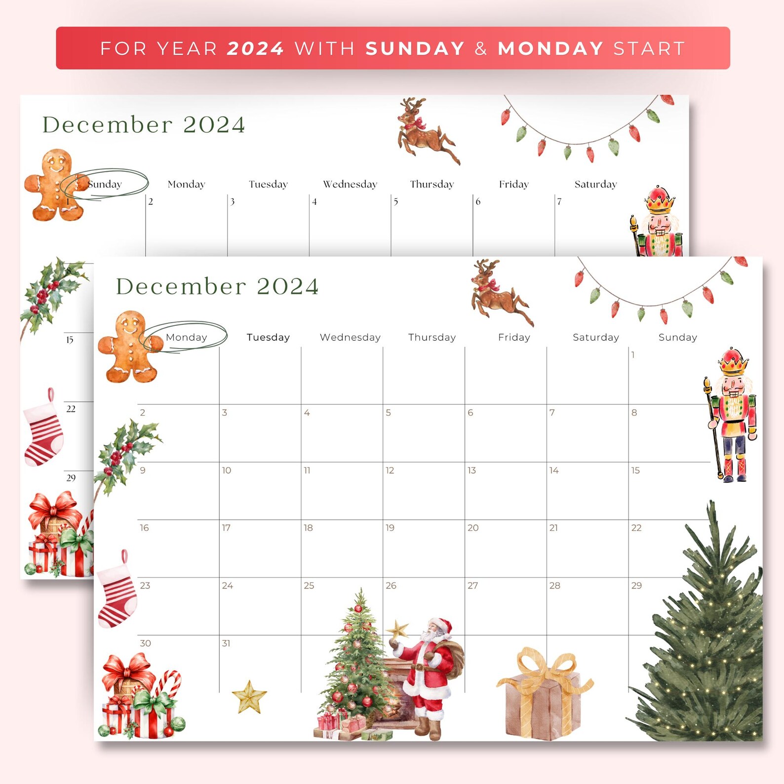 December 2024 Christmas Calendar: Editable Kids Planner (PDF) - Etsy