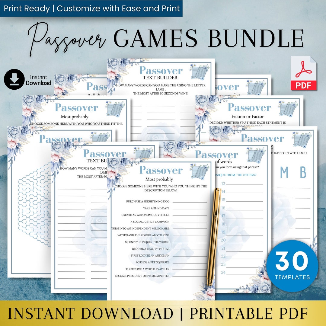 Passover Games MEGA BUNDLE, Fun Passover Activities, Games for Group ...