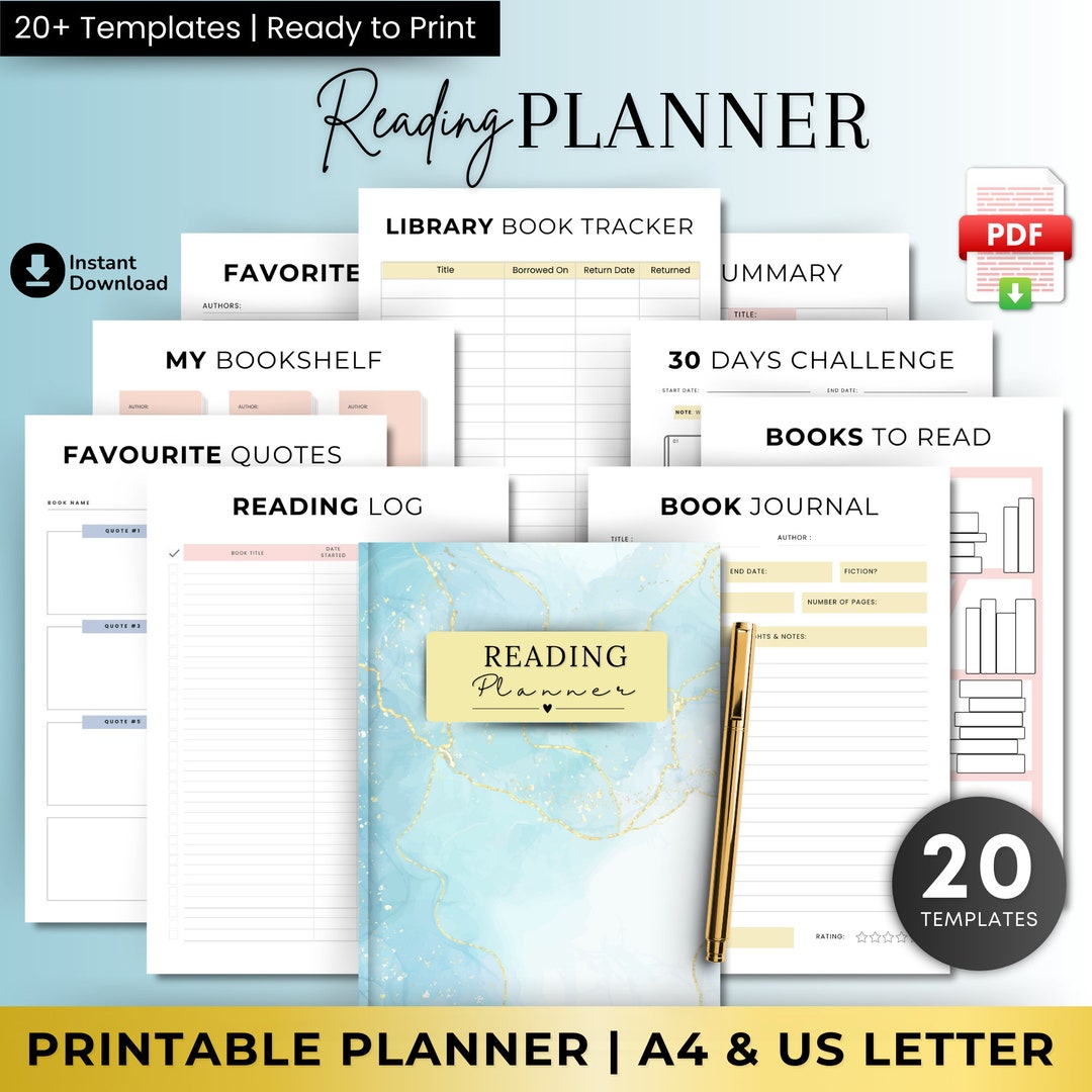Book Reading Planner Bundle Printable, Reading Planner 2024, Printable ...