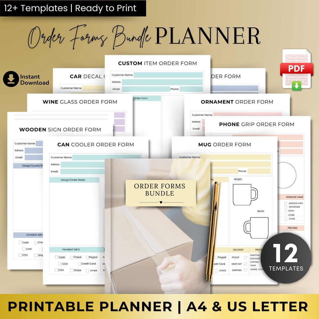 Order Forms Bundle, Small Business Forms Bundle, T-shirt Order Form ...