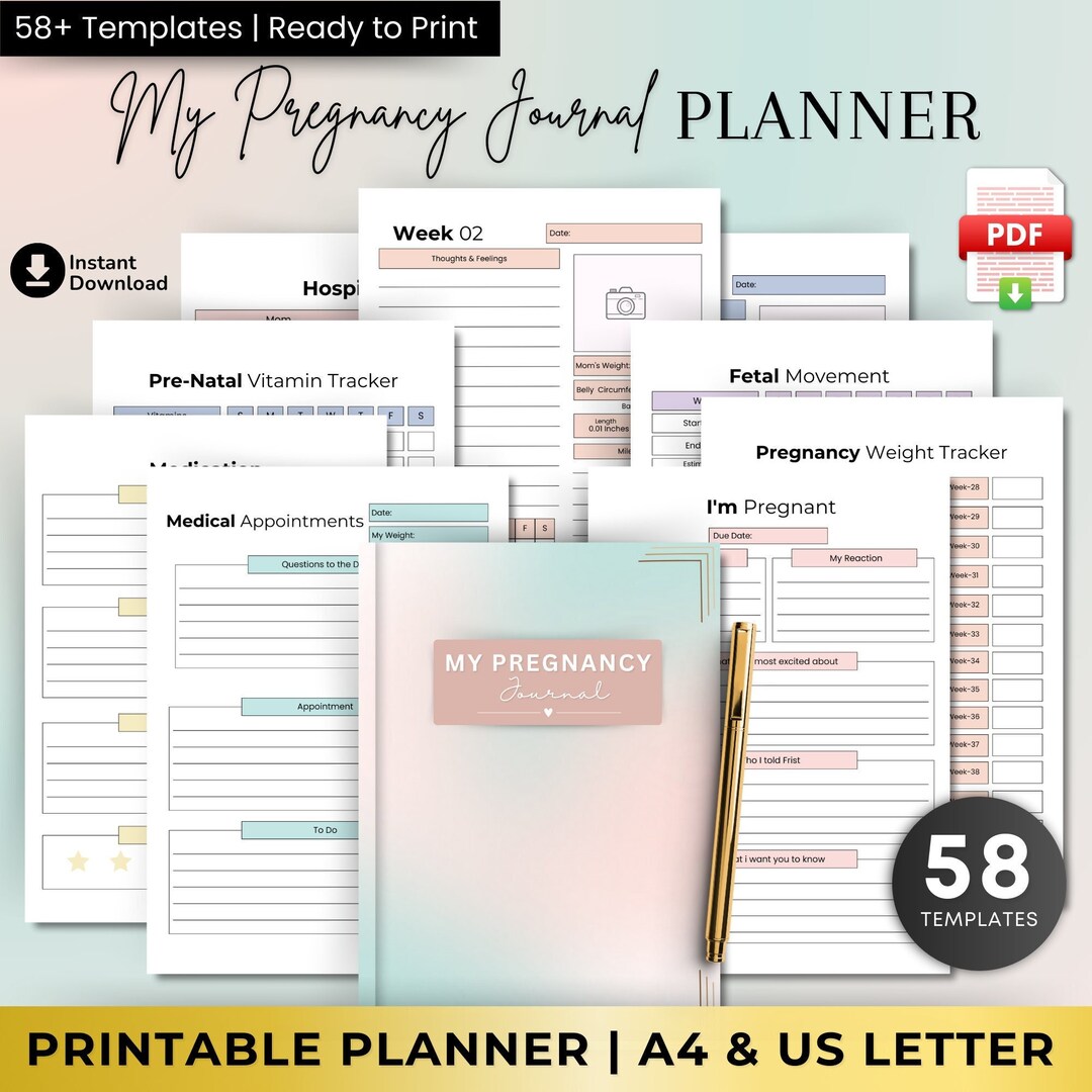 Pregnancy Journal Planner: Expecting Mom Kit (PDF) - Etsy