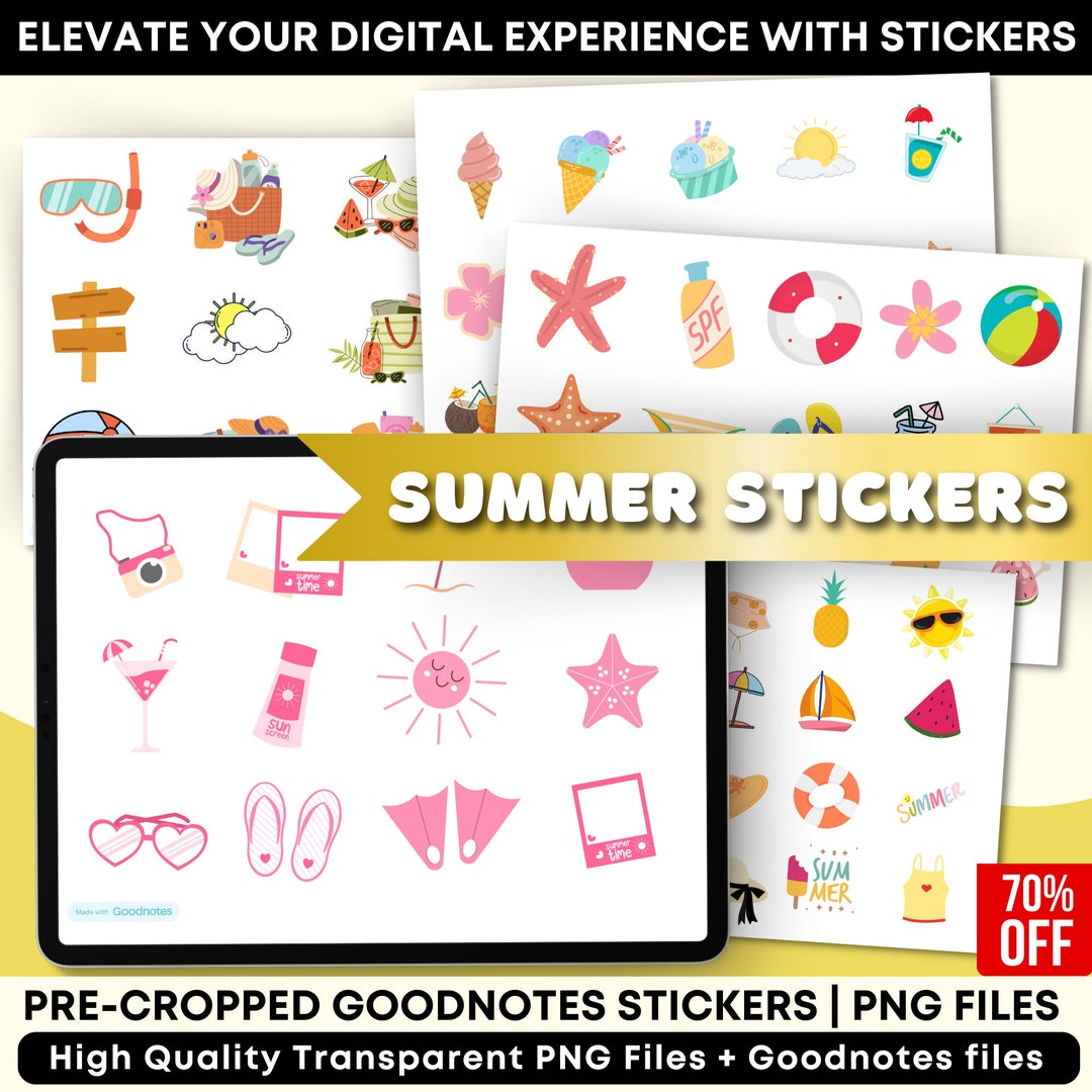 Summer Digital Stickers, Goodnotes Stickers, Summer Holiday Stickers ...