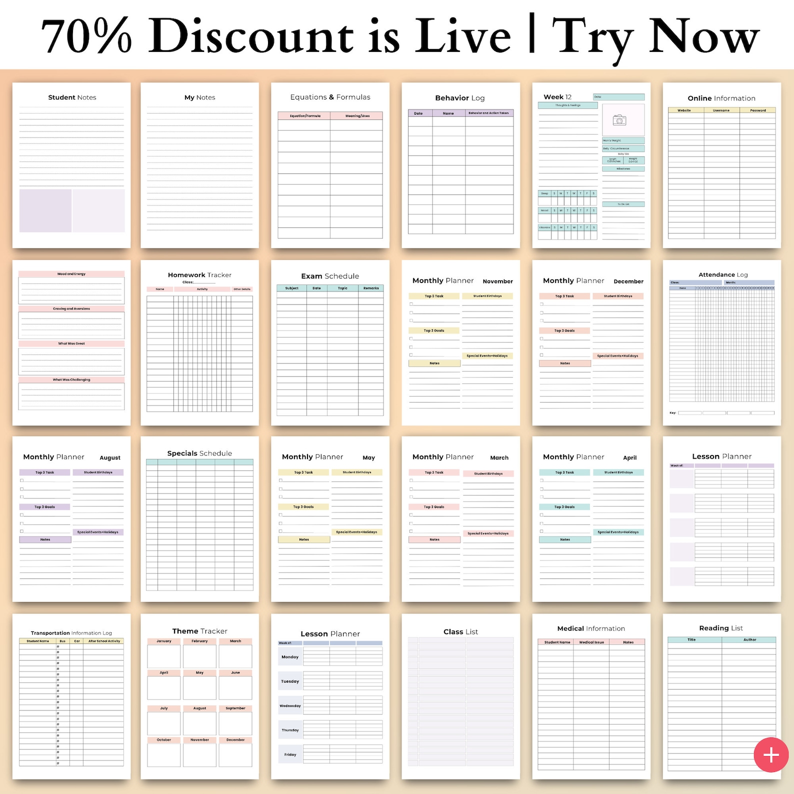Printable Teacher Planner 2024-2025: Lesson Plans, Schedules (A4/US ...