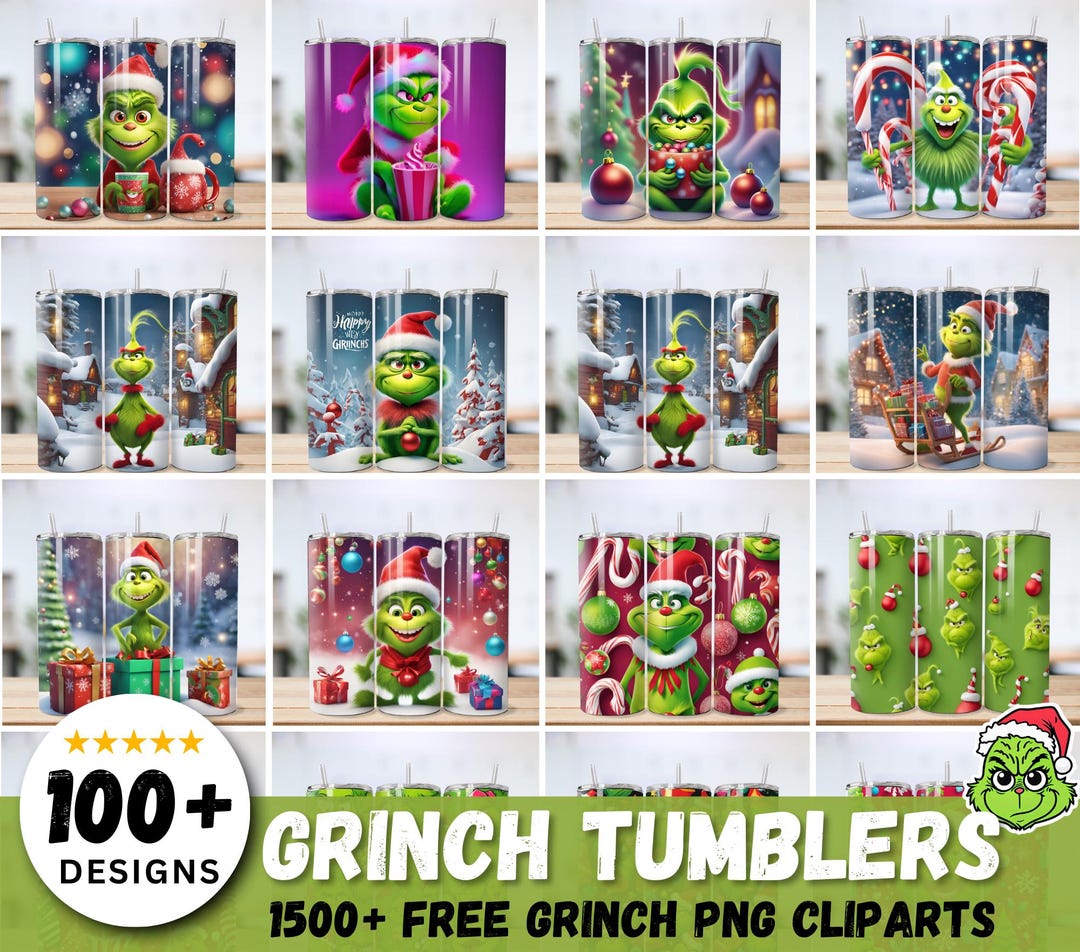 100+ Grinch Tumbler Designs With Free Grinch Png Clipart Christmas ...