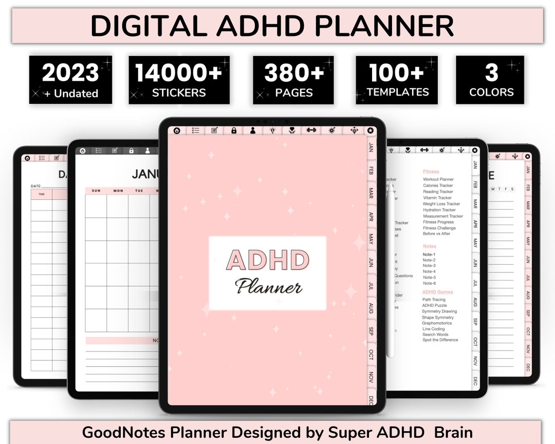 ADHD Digital Planner, Undated ADHD Planner, iPad & Android Digital ...