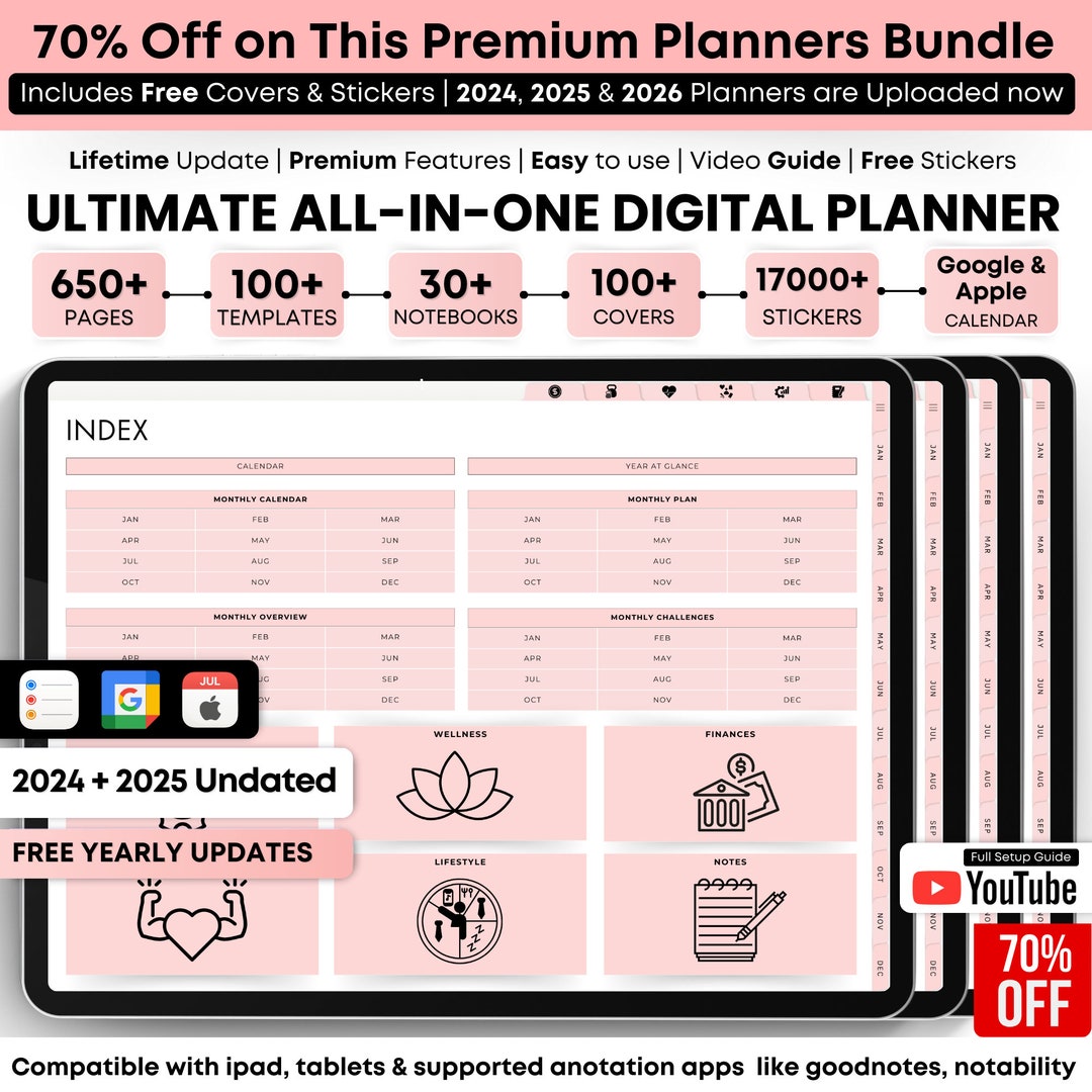2024-2025 Digital Planner, Digital Landscape Planner, Hyperlinked ...