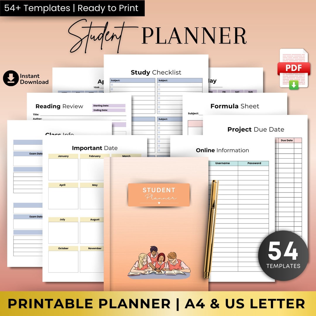 Printable Student Planner for College Students, Daily Academic Planner ...