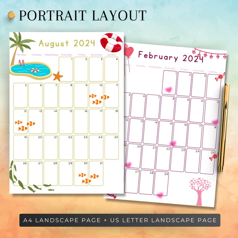 2025 Kids Calendar Printable: Monthly Planner (PDF) - Etsy