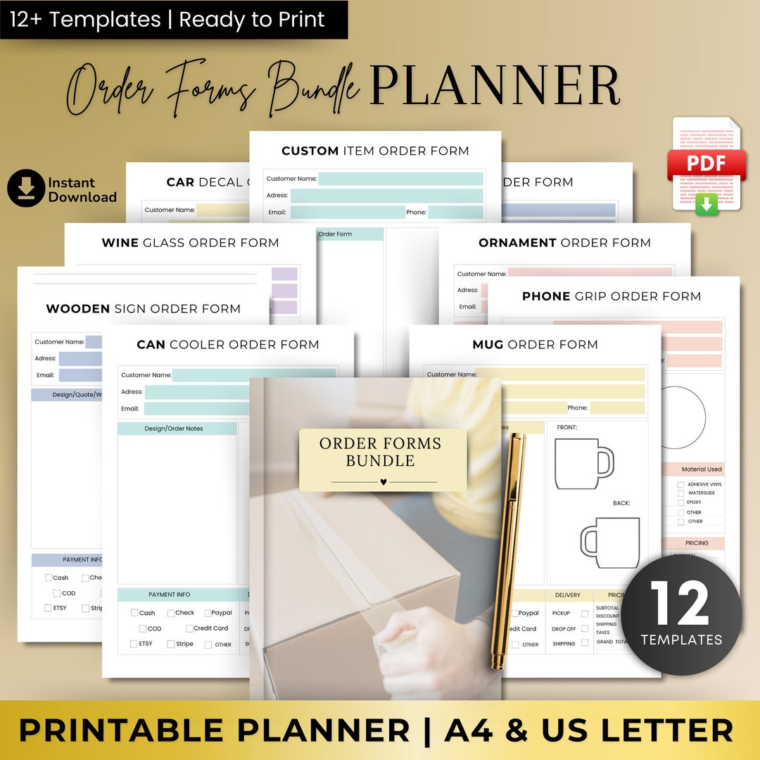 Order Forms Bundle, Small Business Forms Bundle, T-shirt Order Form ...