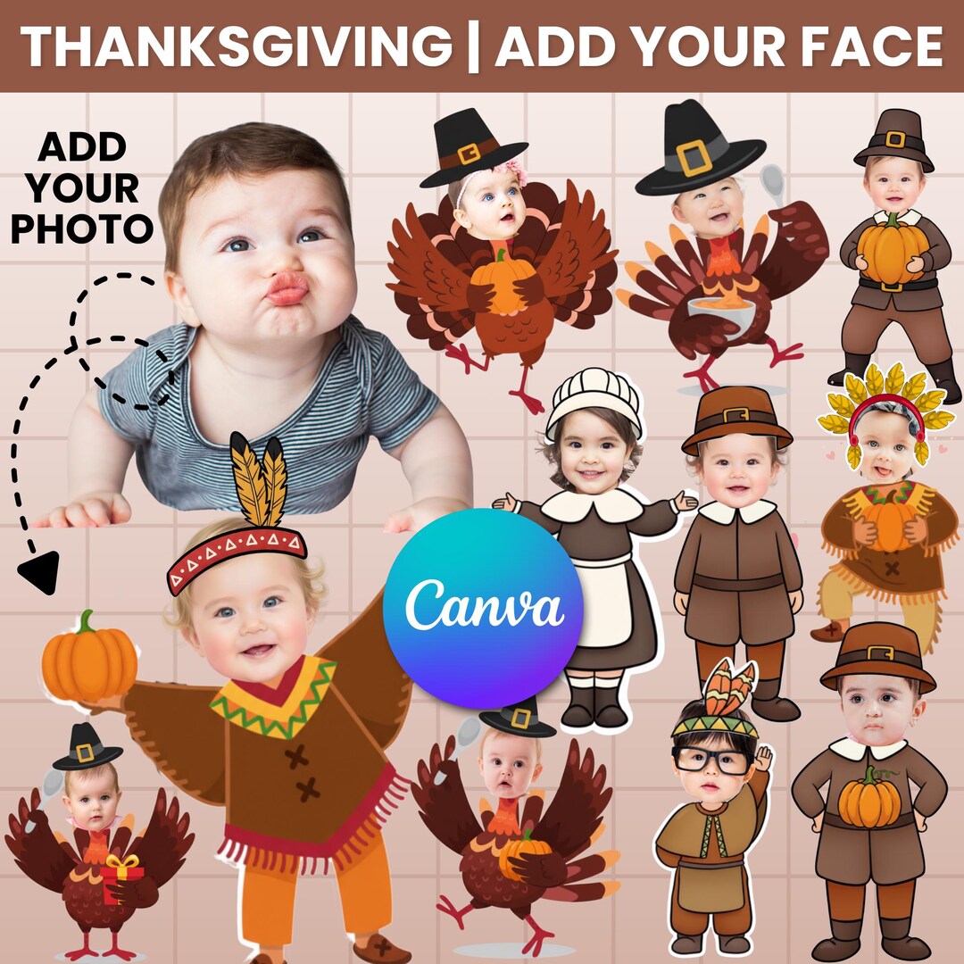 Thanksgiving Photo Frames, DIY Turkey Pilgrim Characters (editable File ...