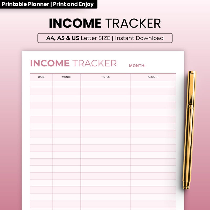Income Tracker Printable - Etsy