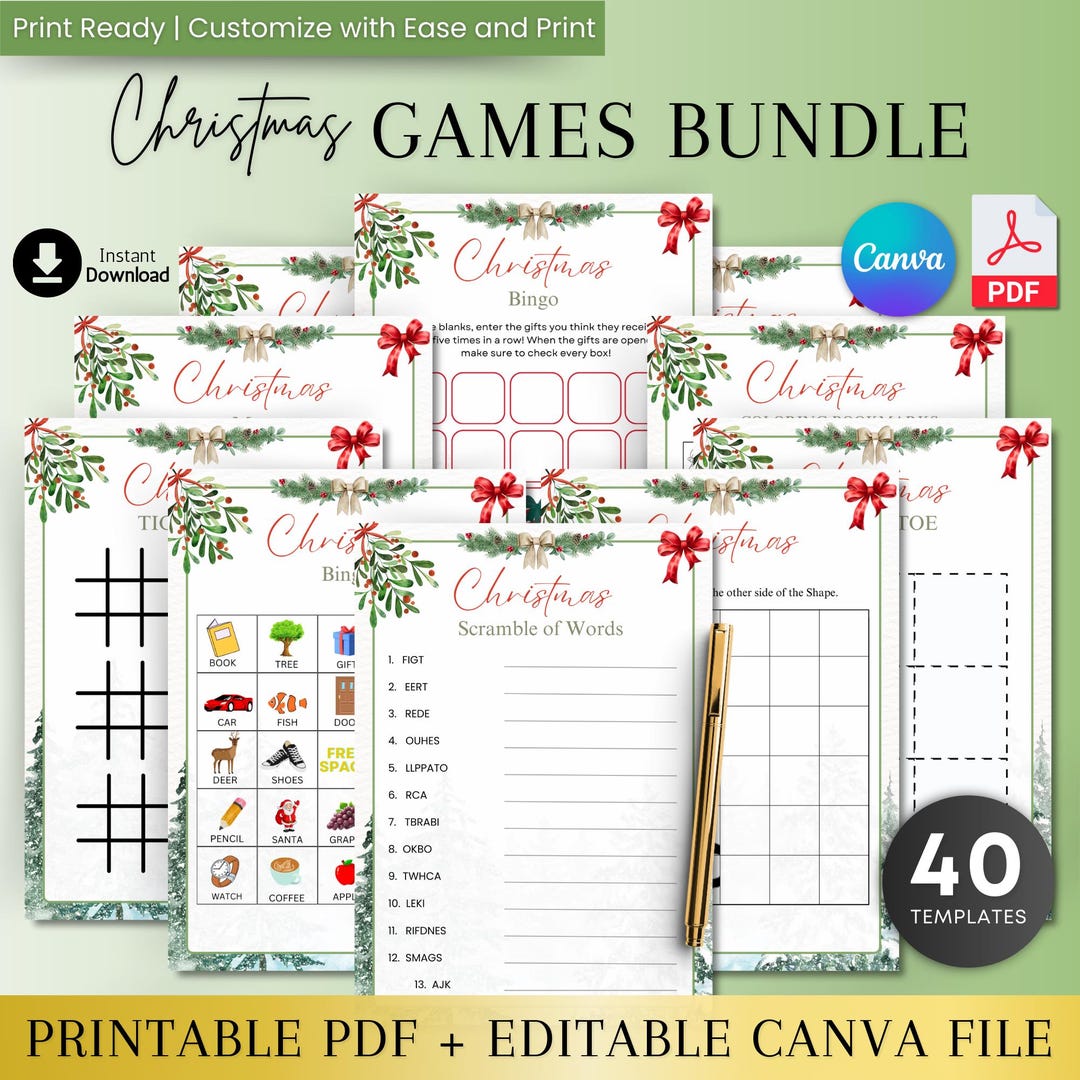 Printable Christmas Game Bundle | Christmas Party Games | Christmas ...