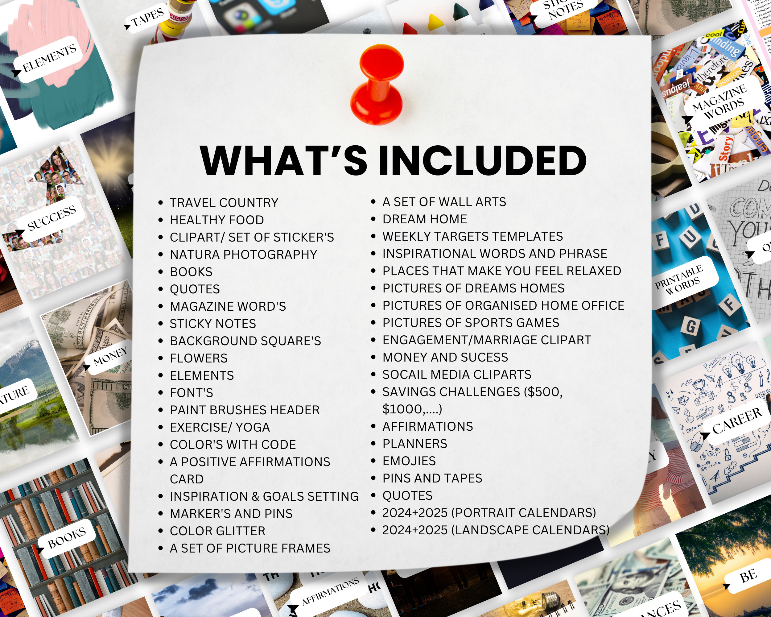 Printable Vision Board Kit: 300+ Motivational Stickers, Quotes (PDF) - Etsy