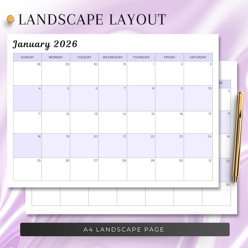 2025-2026 Monthly Calendar: Elegant Landscape Planner (printable PDF ...
